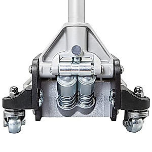 WOLF Hydraulic Low Profile Aluminum and Steel Racing Floor Jack with Dual Piston Quick Lift Pump, 3 Ton (6,000 lb) Capacity, Black, WFT830011LB