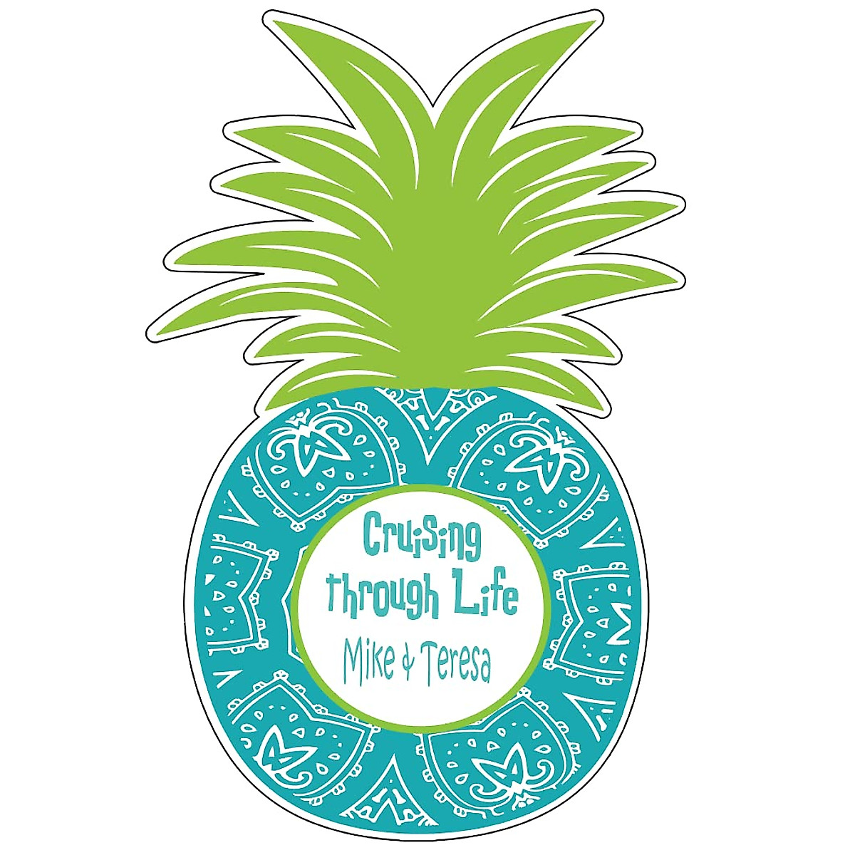 Personalized Blue Pineapple Magnet Decoration Customized for your Stateroom Door on your Cruise, Refrigerator, Desk, etc.