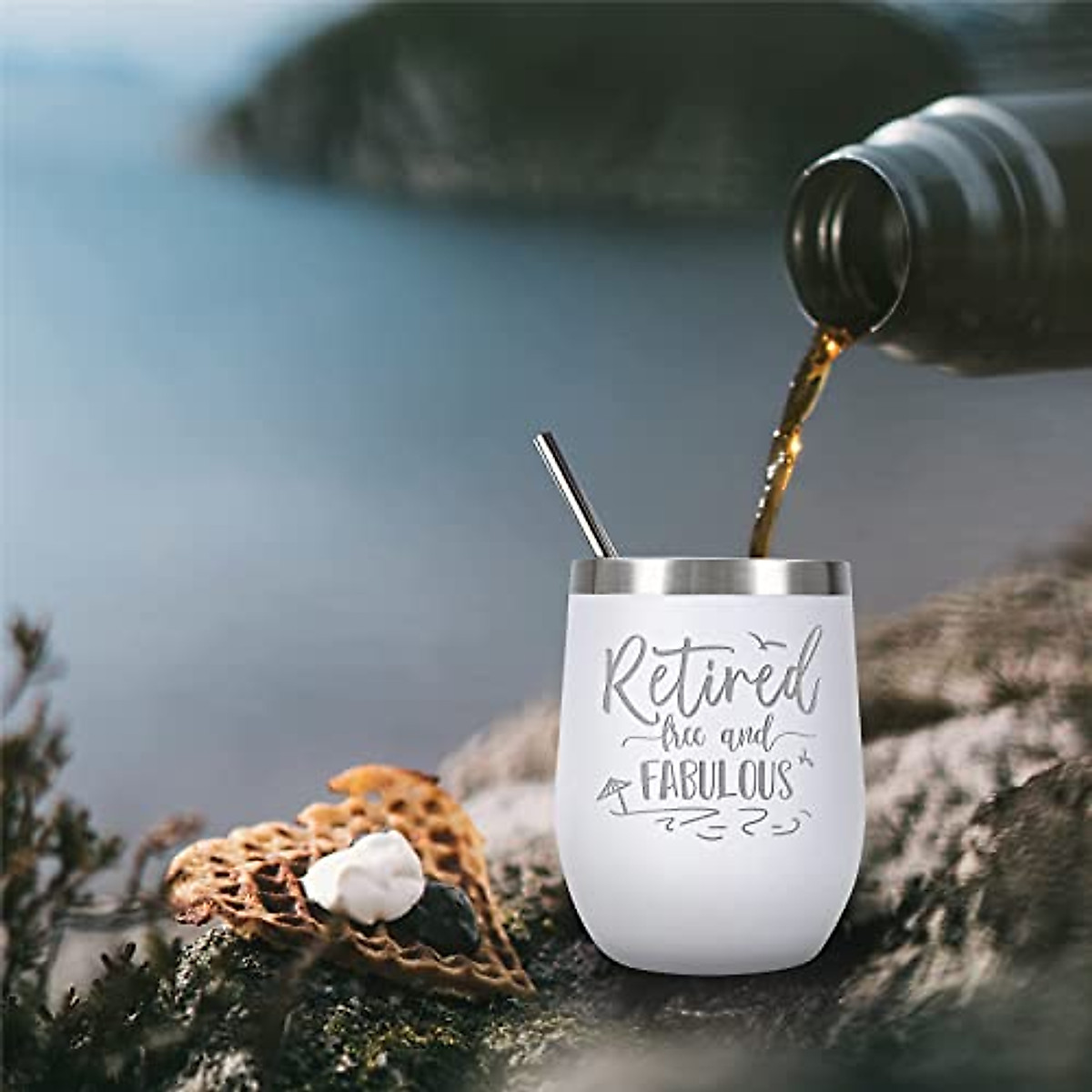 ELEGANTPARK Retirement Gifts for Women 2024 Wine Tumbler Retired Free and Fabulous Funny Birthday Gifts for Retired Friends Retired Teacher Coworkers Boss Retirement Tumbler White