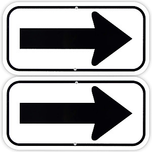 2-Pack Arrow Sign,for Indoor or Outdoor Use，12"x 6" .04" Aluminum Reflective Sign Rust Free Aluminum-UV Protected and Weatherproof