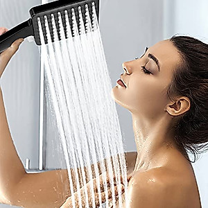 Welan Shower Head With Handheld,6 Spray Types Black Shower Head With 1.5M Hose,Shower Head High Pressure With Holder,Shower Head With Pressure Increase For Higher Water Pressure Rain Shower