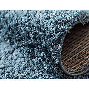 Unique Loom Studio Solid Shag Collection Urban Modern Super Soft & Plush Area Rug, 5 ft x 8 ft, Slate Blue