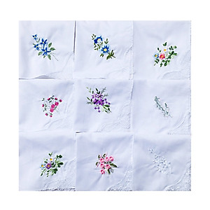 Cotton Embroidered Ladies Lace Handkerchiefs Pack