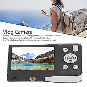 Dpofirs 8K Digital Camera, 2.7inch 68MP IPS Vlogging Selfie Dual Screen Camera with 16X Digital Zoom, 20 Built in Beauty Filters, 750mAh WiFi Digital Video Camera for Vlogging (Black)
