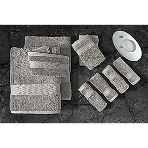 LANE LINEN 16 Piece Bath Towels Set - 100% Cotton for Bathroom Absorbent Luxury Towel Quick Dry Face 4 Hand 8 Wash Cloths Platinum