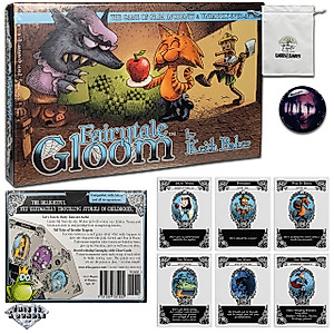 Terror, Insane and Madness Possibilities with Fairy Tales Gloom Cthulhu Card Games and The Expansion: UNPLEASANT Dreams Bundle with Random Color Drawstring Bag Plus 1inch Darkness Token