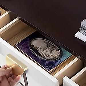 Jiozermi 4 Packs Half Moon Cabinet Pulls, 2 1/2 inch Drawer Pulls, Semicircle Pulls, Solid Brass Hardware Pulls, Gold (Total Length: 3.74")