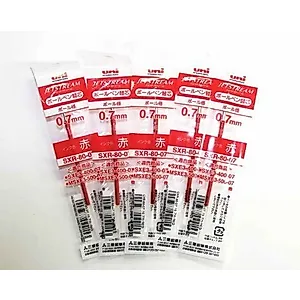 uni Jetstream SXR-80-07 Ballpoint Pen Refills for Multi Pens 0.7mm (Red, 5 Pack)
