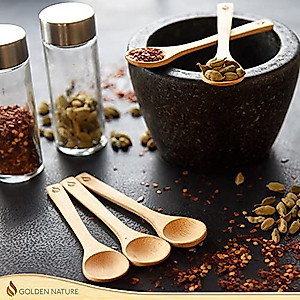 Bamboo Spoons Set of 5 – Wooden Tea Spoons Perfect for Coffee, Sugar, Spices, Seasoning, Herbs & Desert, 100% Biodegradable and Environmentally Eco Friendly