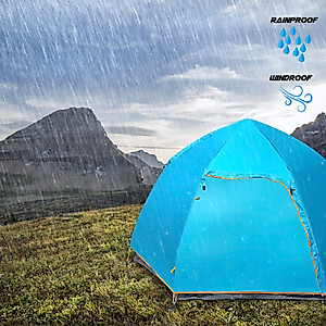 BornTech 1 Minute Instant Easy Setup Pop Up Camping Tent Light Weight Backpacking Tent Waterproof Windproof Tents for Camping, Hiking, Outdoor Festivals, Beach (Blue, 4 Person)