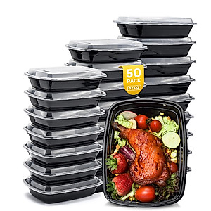 Glotoch Meal Prep Container Reusable,50Pack 32oz Plastic Food Prep Containers with Lids,BPA Free,Microwave, Dishwasher Safe Disposable To Go Containers for Food,Leftover,Single Compartment