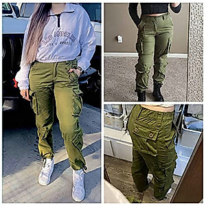 Women's Cotton Casual Military Army Cargo Combat Work Pants with 8 Pocket Army Green US 14
