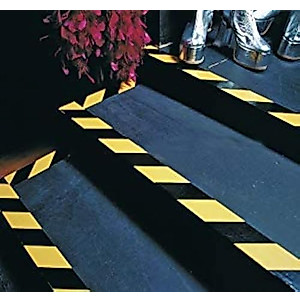 Black & Yellow Hazard Warning Safety Stripe Tape • 2 Inch x 108 Feet - Ideal for Walls, Floors, Pipes and Equipment.