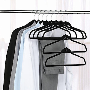 Yaheetech 100 Pack Non Slip Cascading Velvet Hangers - Standard Hangers Felt Suit Clothes Hangers Space Saving 360° Swivel Hook Black