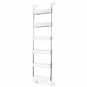 HomeBuddy Over the Door Pantry Organizer - 6 Basket Over Door Pantry Organizer, Sturdy Over the Door Spice Rack with 3 Sets of Padded Hooks - Hanging Spice Rack for Pantry Door, Behind Door Storage