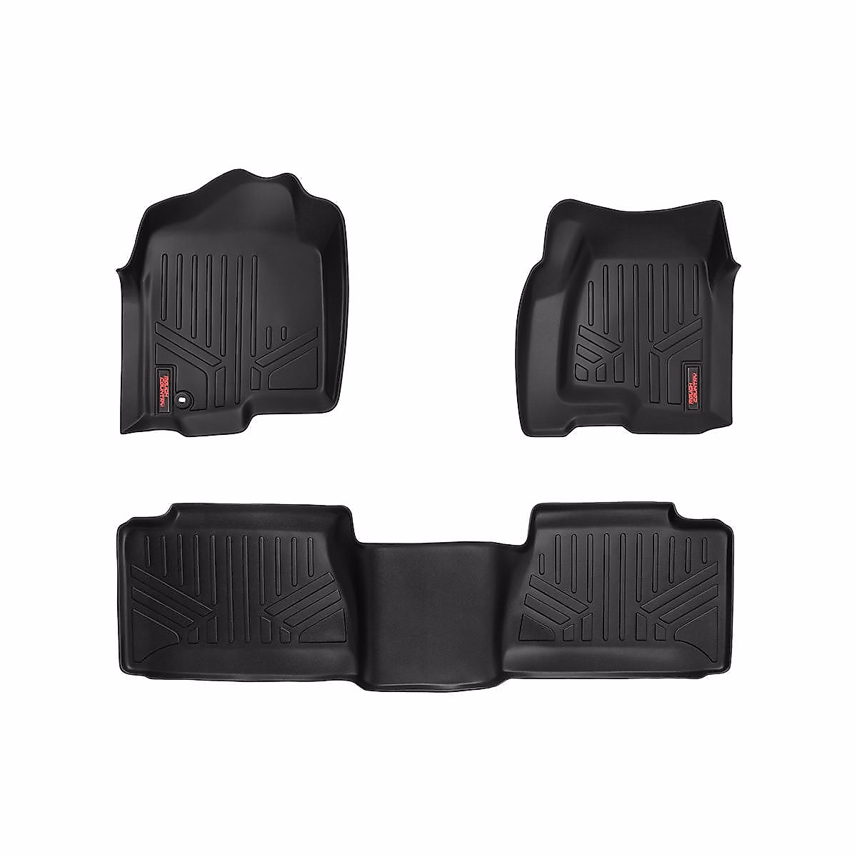 Rough Country All Weather Floor Mats Set for Chevy/GMC 1500 Extended Cab (1999-2006) - Custom Fit Rubber Floor Mats, Durable Rubber Truck Mats, Waterproof Truck Floor Mats