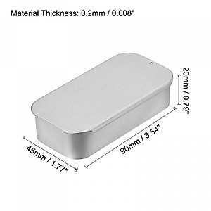 uxcell Metal Tin Box, 8pcs 3.54" x 1.77" x 0.79" Rectangular Empty Tinplate Storage Containers with Sliding Lids, Silver Tone