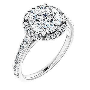 JEWELERYIUM Elegant Geometric Engagement Ring, Round Cut 2.00CT, Colorless Moissanite Ring, 925 Sterling Silver, Daily Wear Ring, Wedding Ring, Bridal Ring, Perfact for Gift Or As You Want (6.5)