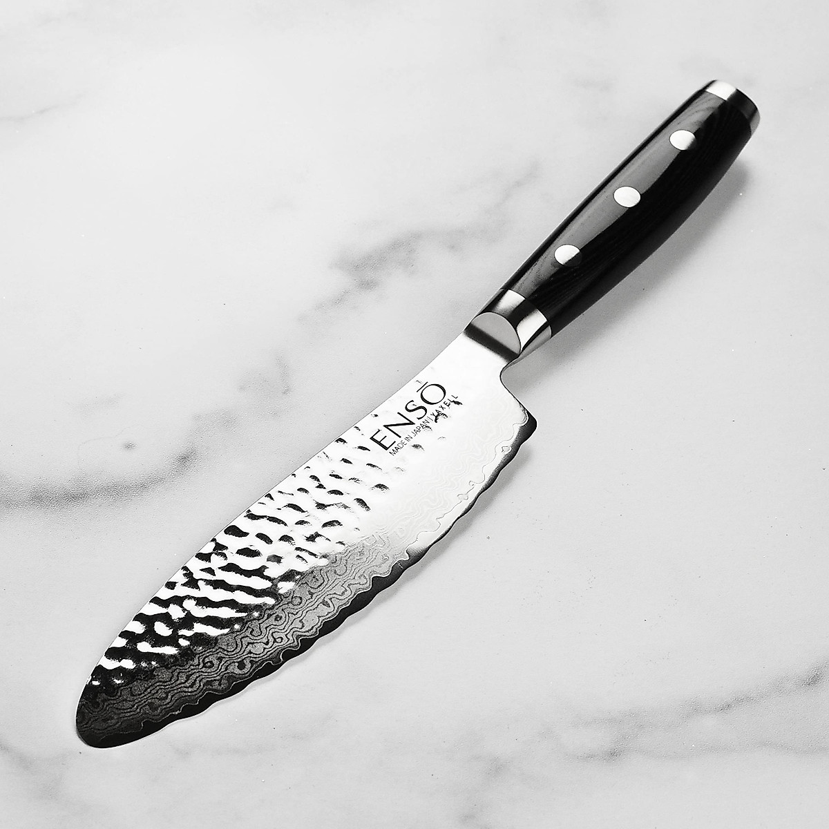 Enso HD 6" Sandwich Knife - Made in Japan - VG10 Hammered Damascus Stainless Steel Serrated Utility Knife