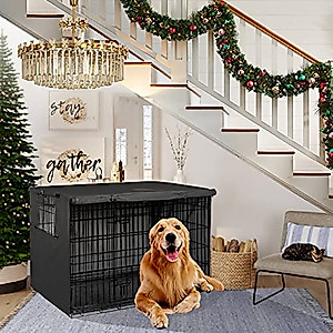 Explore Land 42 inches Dog Crate Cover - Durable Polyester Pet Kennel Cover Universal Fit for Wire Dog Crate 1(Black)