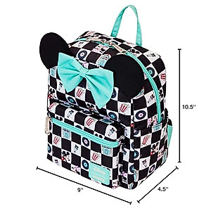 Loungefly Mickey & Minnie Date Night Diner Checkered All-Over Print Nylon Mini Backpack
