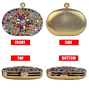 Multicolor Rhinestone Women Evening Clutch Purse Bridal Sparkly Diamond Bag Crystal Handbags Prom Wedding Cocktail Purse(Gold)