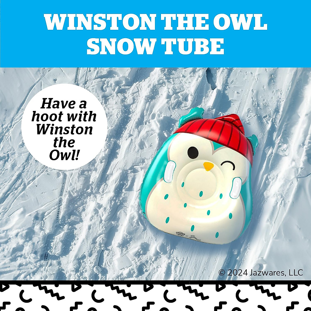 BigMouth x Squishmallows Heavy Duty Inflatable Snow Tube for Kids and Adults Winter Tubing Sled - Winston the Owl