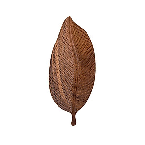 DOITOOL Wood Leaf Plate Hand Carved Salad Snack Plate Dessert Platter Unique Appetizer Serving Tray Fruit Food Dish for Home Restaurant (29.5x12.5cm)