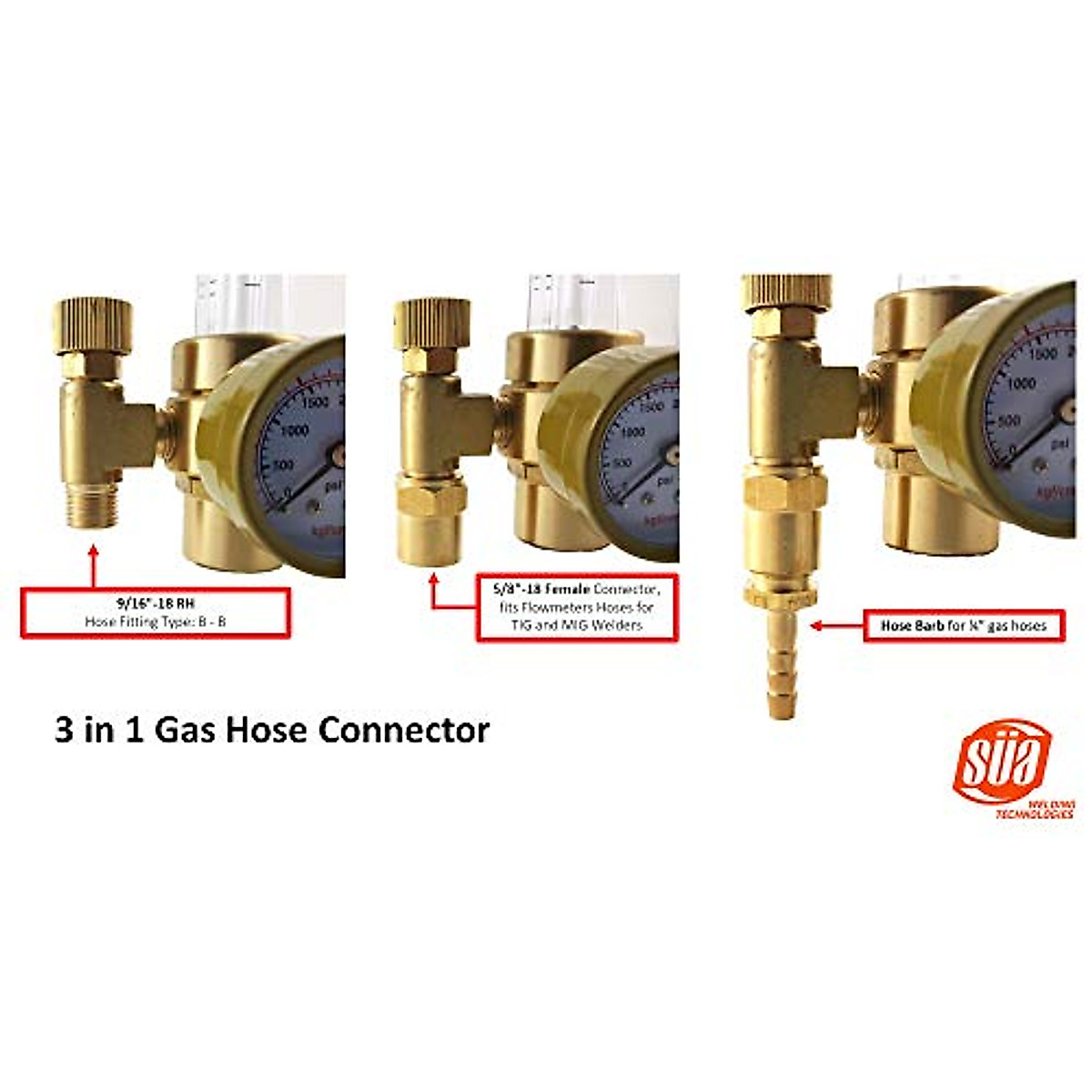Argon CO2 - TIG/MIG Flowmeter - Welding Regulator - Welder Gauge with 5 Feet Argon Hose - CGA580 - MD