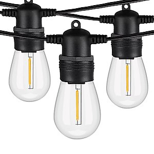 Opard 51Ft Outdoor String Lights Commercial Grade Strand Waterproof LED String Lights with 15+1 Shatterproof Bulbs for Patio Wedding Garden Backyard Porch