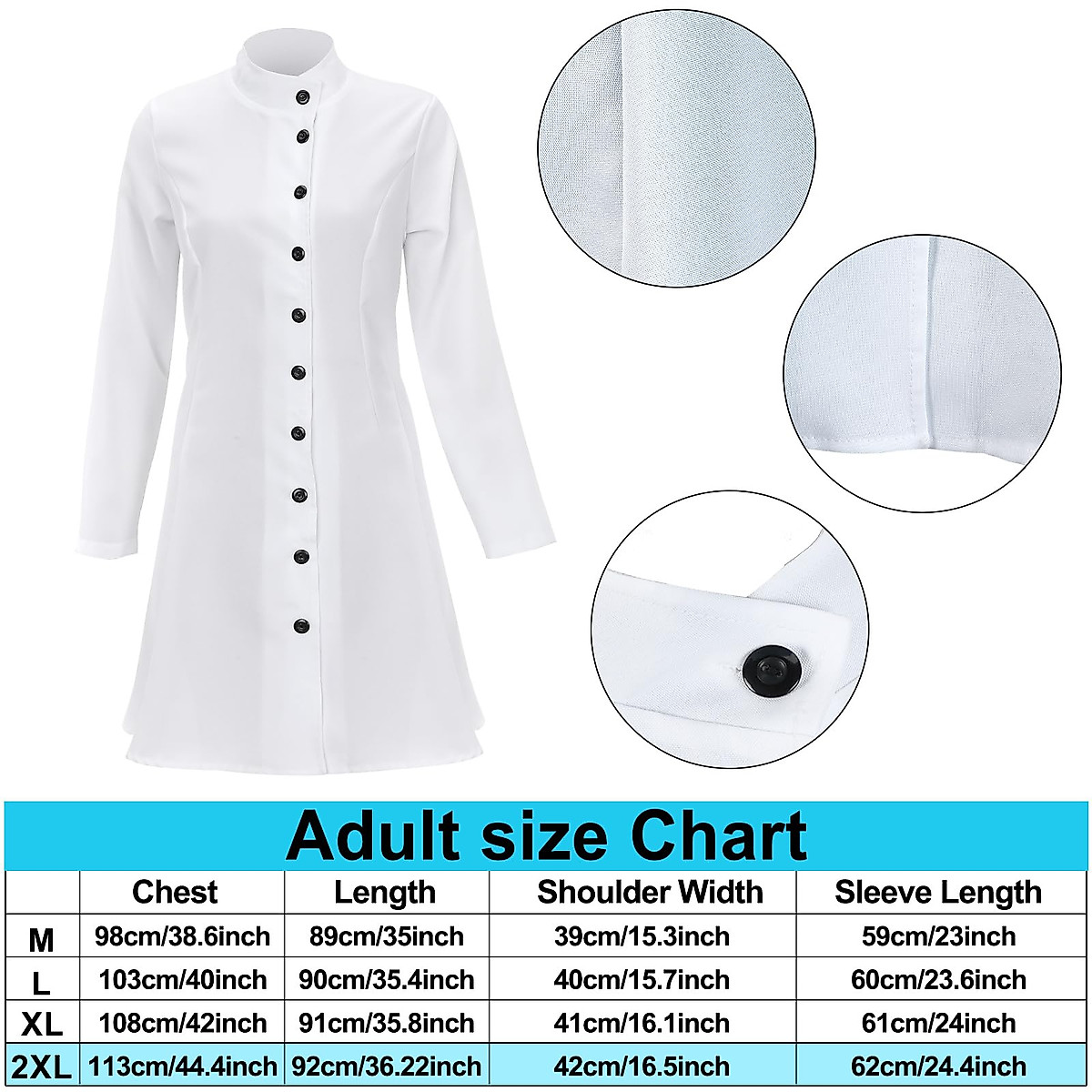 Jiuguva 5 Pcs Women's Mad Scientist Costume for Adult Halloween Party Costume(XL) Black