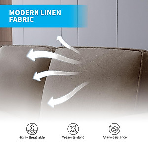 PUREMIND 78 Inches L Shaped Sofa, Linen L Shape Sectional Couches for Living Room, 3 Seater Sofa Couch with Storage Ottoman and Armchair, Sectional Sofa L Shape for Apartment/Small Space