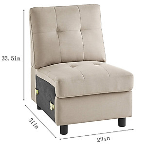 DAZONE Modular Sectional Sofa, 7-Piece Couches for Living Room, 6 Seater L Shaped Sleeper Sofa Furniture Set, Reversible Sectional Couches for Small Spaces Light Gray