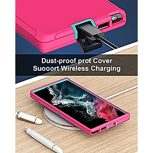 Danhon Samsung Galaxy S22 Ultra Case 6.8" - Heavy Duty Military Grade Protection, Shockproof, Camera Lens Protectors (Pink/Blue)