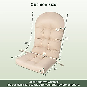 Giantex Patio Adirondack Chair Cushion - 49” x 23” High Back Rocking Chair Cushion w/Fixing Straps, Durable & Fade Resistant, 5” Thick Tufted Seat Pad for Indoor & Outdoor Chairs (Beige, 1)