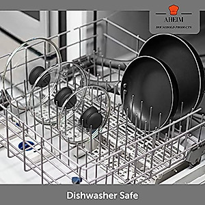 AHEIM Pots and Pans Set, Aluminum Nonstick Cookware Set, Fry Pans, Casserole with Lid, Sauce Pan, and Utensils, 11 Piece Cooking Set (Black)