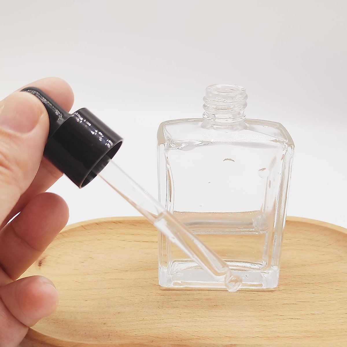 PimyRcyi Dropper 50ml Empty Essential Oil Drop Bottle, 1.7oz Square Essence Glass Bottles Lab Dropping Serum Container For Liquid, Perfumes (8pcs,Clear)