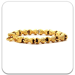 PEAS 18K Gold Plated Jewelry Dragon Head Bracelet Sandblast Link Bracelet(Gold)