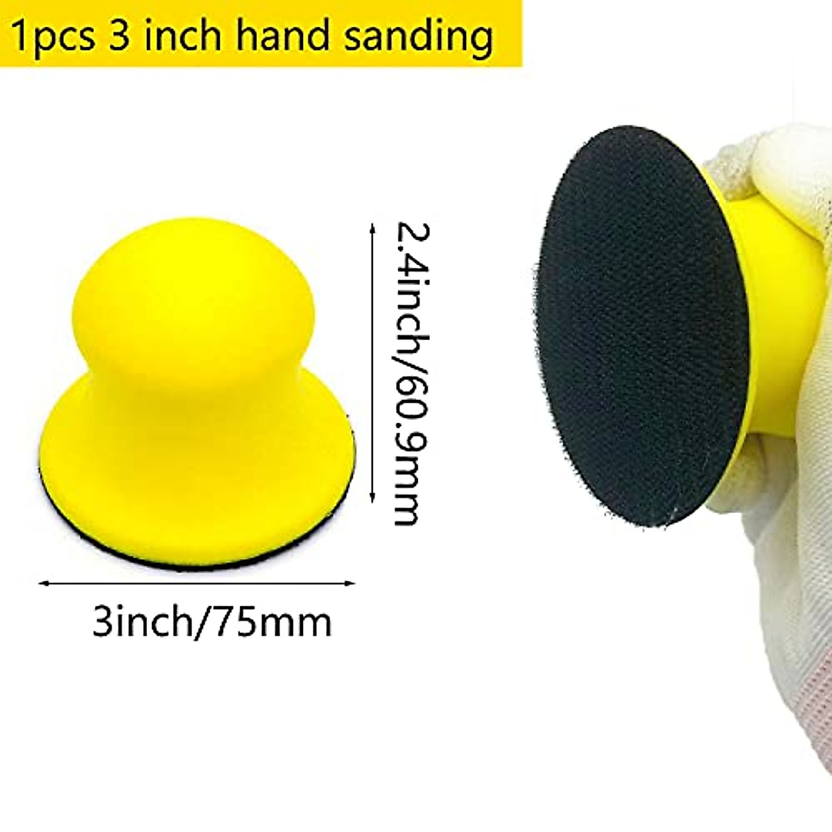 CKFCXC 63Pcs Sandpapers 3 Inch Sanding Disc Hook and Loop 320/600/800/1200/1500/2500 Grit Wet Dry Sandpaper with Hand Sanding Blocks,2Pcs Interface Pads for Wood Metal Mirror Jewelry Car Polishing