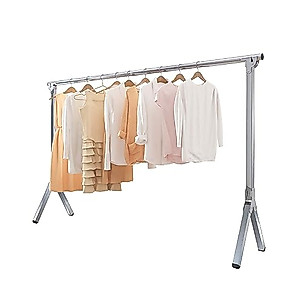 Vikaqi Clothes Drying Rack 79 Inches Folding Indoor, Drying Rack Clothing Collapsible, Foldable Laundry Drying Rack, Clothes Rack Drying, Retractable RV Clothesline, 20 Hooks 12 Clips