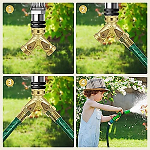 6 Pieces Heavy Duty Garden Hose Connector Y Tap Splitter Garden Hose Splitter Water Faucet Splitter 2 Way Outdoor Hose Faucet Adapter 2 Valves Hose Spigot Adapter Plus 24 Extra Rubber Washers