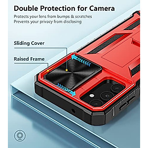 FNTCASE Case for Samsung Galaxy A14-5G: Military Grade Drop Protection Rugged Protective A14 Cell Phone Cover with Belt-Clip Holster Kickstand & Slide | Shockproof Heavy Duty Matte Tough Shell - Red