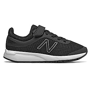 New Balance Kid's 455 V2 Hook and Loop Running Shoe, Black/White, 4 Infant