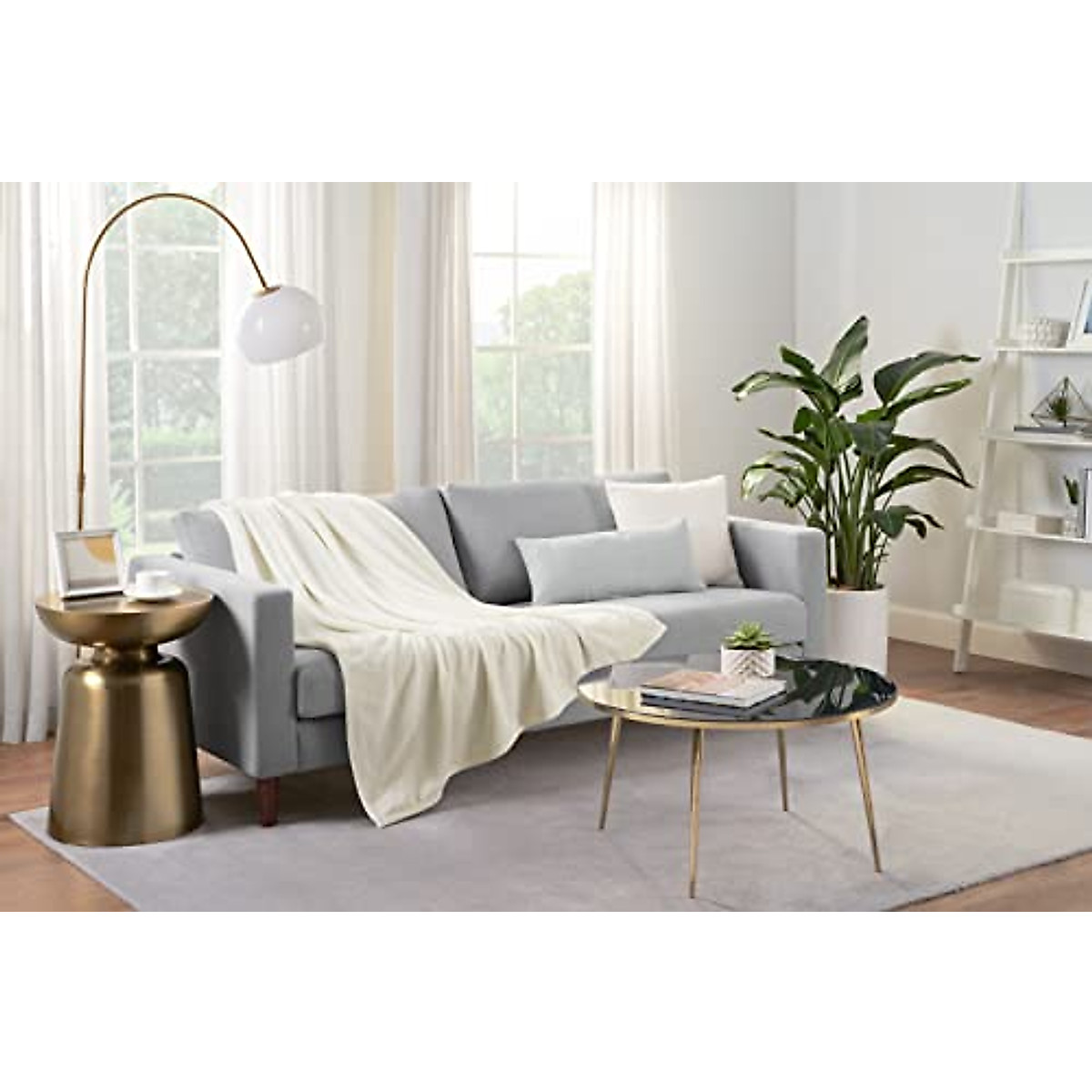 SERTA Cozy Plush Thick Fuzzy Super Soft Lightweight Throw Blanket for Bed, Couch, or Travel, Twin (60 in x 80 in), Off White