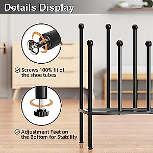 pickpiff Free Standing Shoe Racks - Black Metal Boot Rack, Shoe Organizer for Dorm Room, Closet, Entryway, Bedroom, Patio Outdoor, Hallway, Black Shoe Rack Organizer, Shoe Storage Fit for 6 Pairs