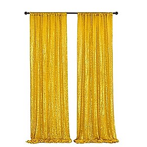 Gold Sequin Backdrop Curtain 4x10ft Glitter Backdrop Curtain for Wedding Birthday Party Home Decoration Thick and Opaque Background Drapes 2 Panel 2x10ft