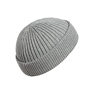 adidas Originals Short Fit Sport Beanie, Heather Grey/Night Indigo/White, One Size
