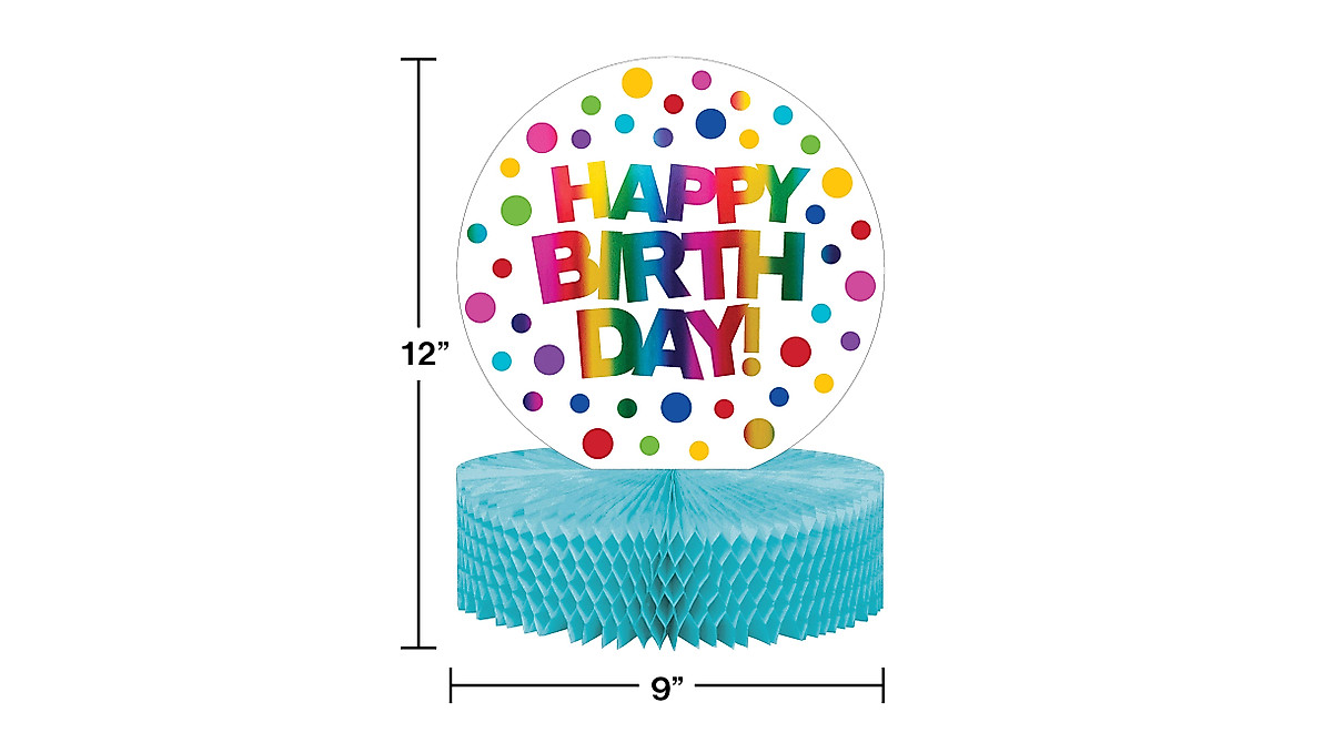 Rainbow Birthday Honeycomb Centerpiece - Creative Converting