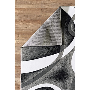 Glory Rugs Modern Large Area Rug 8x10 Gray Swirls Carpet Bedroom Living Room Contemporary Dining Accent Sevilla 4816