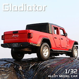 JACKIEKIM 1:32 Alloy Pull Back Car Diecast Model Truck for gladiatar,Collection, Mini Simulation Vehicles Toys for Kids,Boyfriend,Young Peoples Gift（RED）